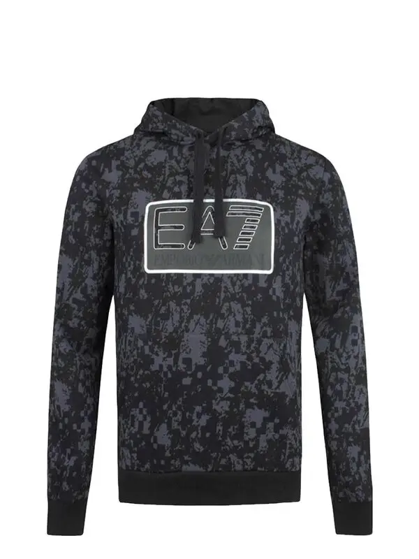 EA7 Camouflage Logo Hoodie - Black