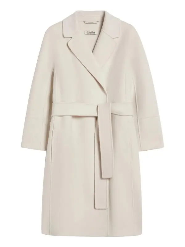 Max Mara Belted Wool Broadcloth Coat - Ivory