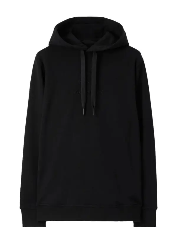 Burberry Embroidered Equestrian Drawstring Hoodie - Black