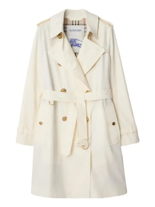 Burberry Double Breasted Gabardine Kensington Trench Coat - Cotton