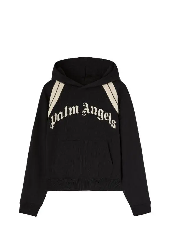 Palm Angels Logo Print Hoodie - Black