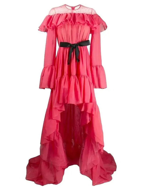 Giambattista Valli Asymmetric Ruffled Gown - Red