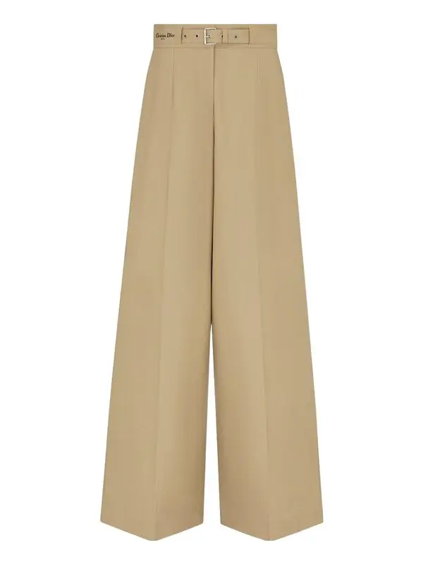 Dior Belted Wide-leg Pants - Beige