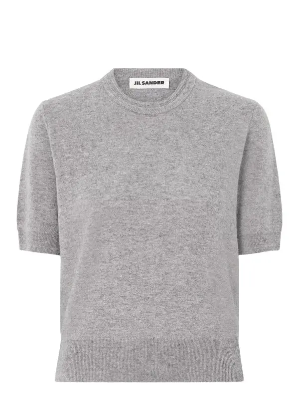 JIL SANDER Short-sleeved Wool Knit Sweater - Light Gray