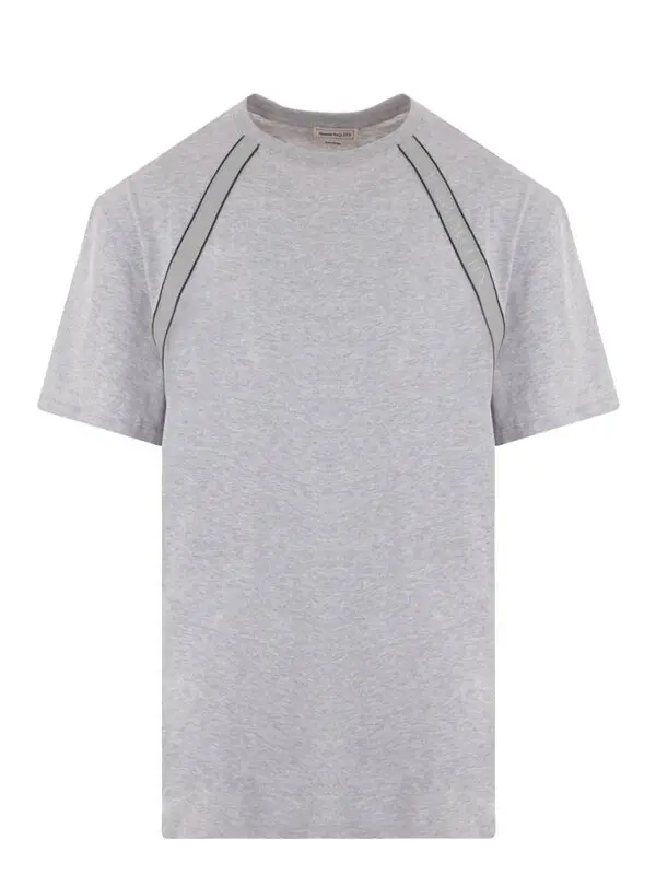 Alexander McQueen Logo Tape Crewneck T-shirt - Gray