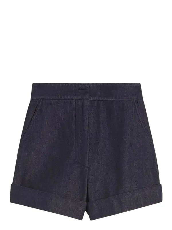 Max Mara Denim Effect Cuffed Shorts - Midnight Blue