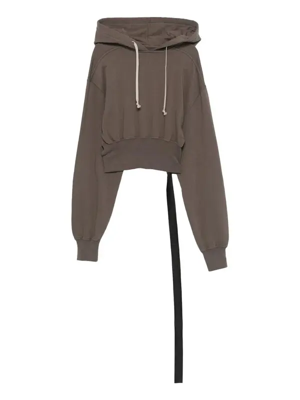 Rick Owens Tatlin Drawstring Cropped Hoodie - Grey