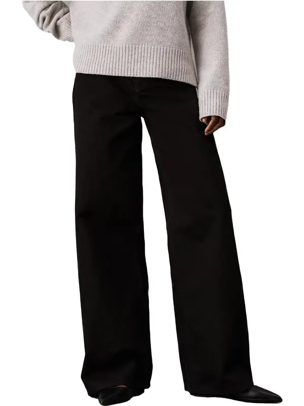 Calvin Klein Wide Leg Full Length Denim Jeans - Cowboy Black