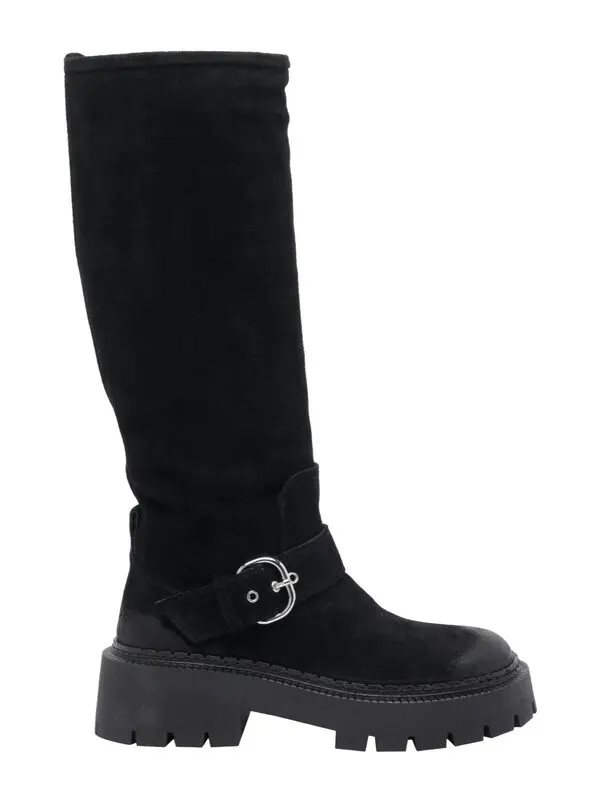 VIC MATIE Round-toe Buckle Detailed Boots - Black