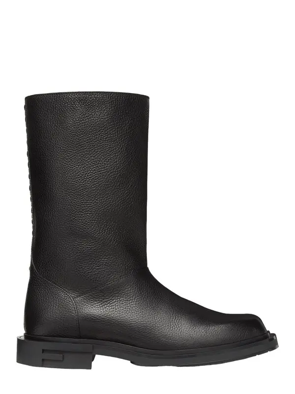 Fendi Calfskin Frame Boots - Black