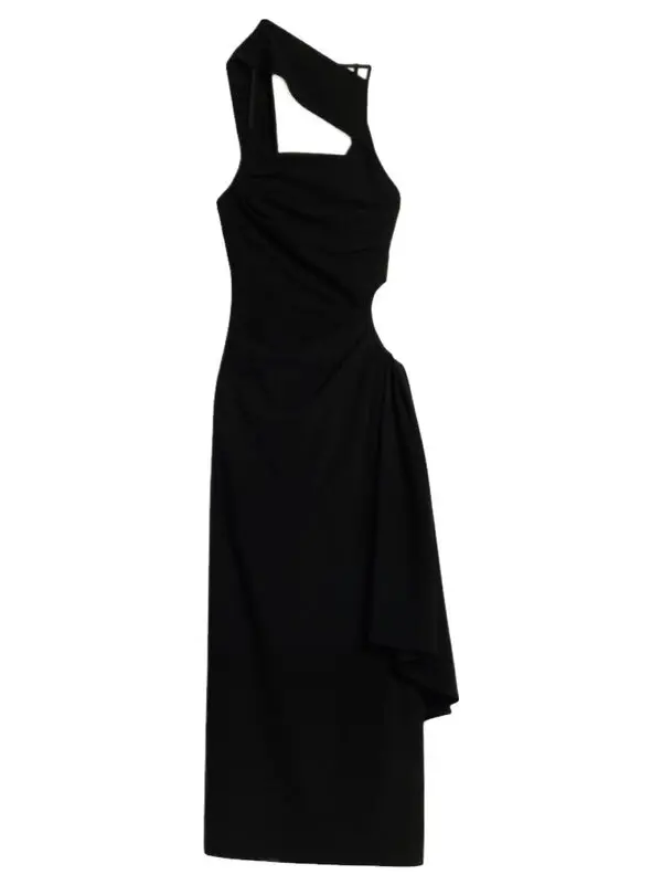 Jacquemus Draped Asymmetrical Midi Dress - Black