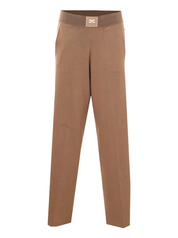 Elisabetta Franchi Striped Logo Trousers - Brown