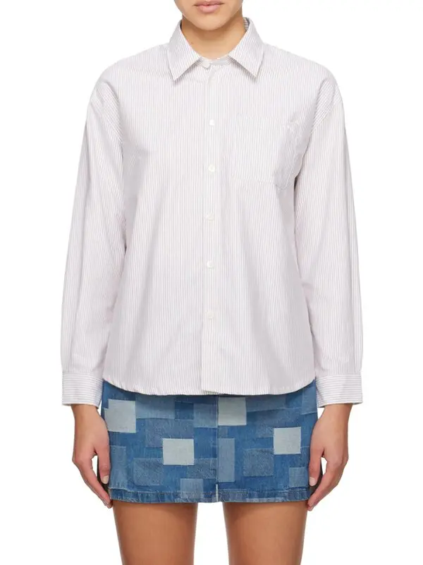A.p.c. Greg Striped Long Sleeve Shirt - Beige