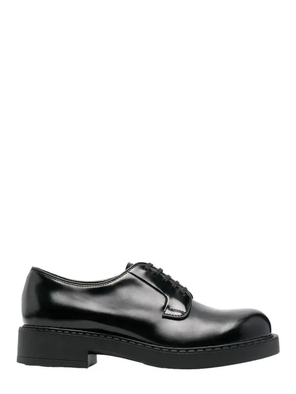 Prada Polished Finish Derby Shoes - Black