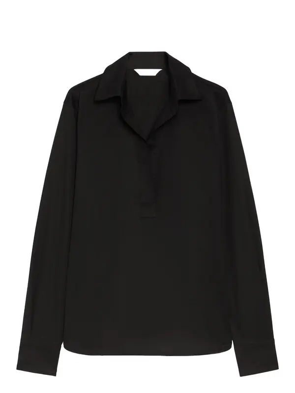 Max Mara V-neck Long-sleeve Shirt With Lapel Detail - Black