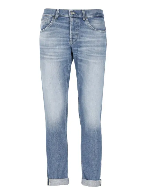 DONDUP Faded Ruffle Denim Trousers - Blue