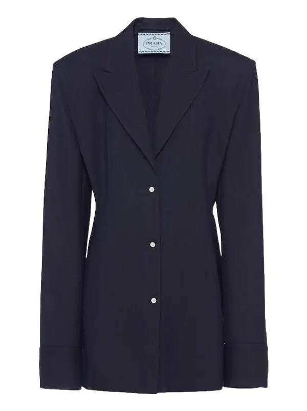 Prada Pinstripe Single-breasted Shirt Jacket - Navy Blue