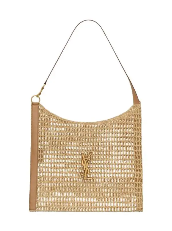 Saint Laurent Oxalis Logo Plaque Shopping Bag - Nude