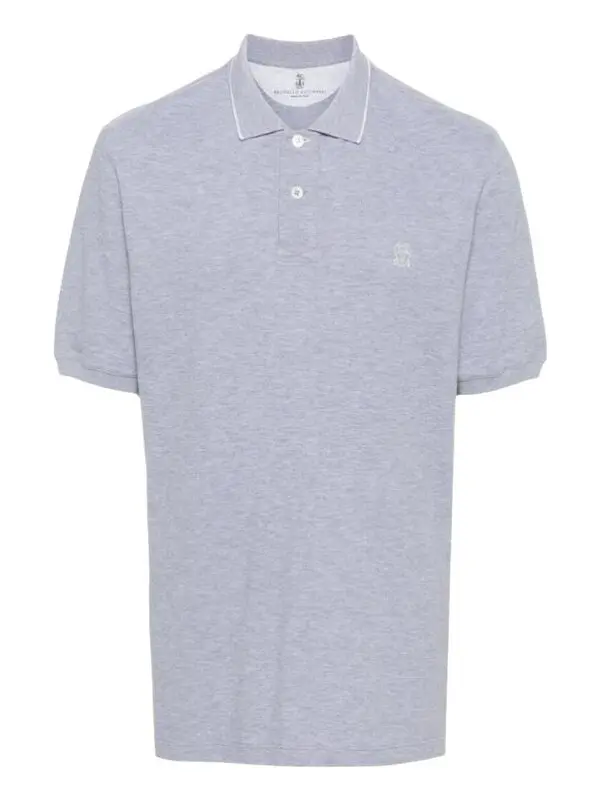 Brunello Cucinelli Logo-embroidered Short-sleeved Polo Shirt - Grey