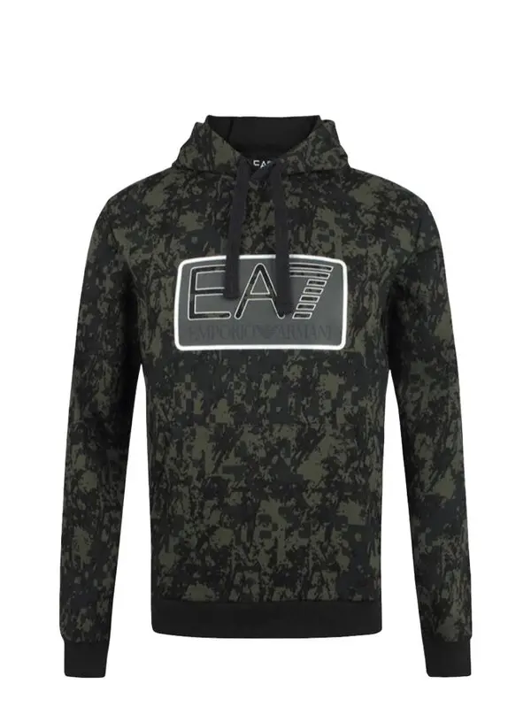 EA7 Camouflage Hooded Sweater - Black
