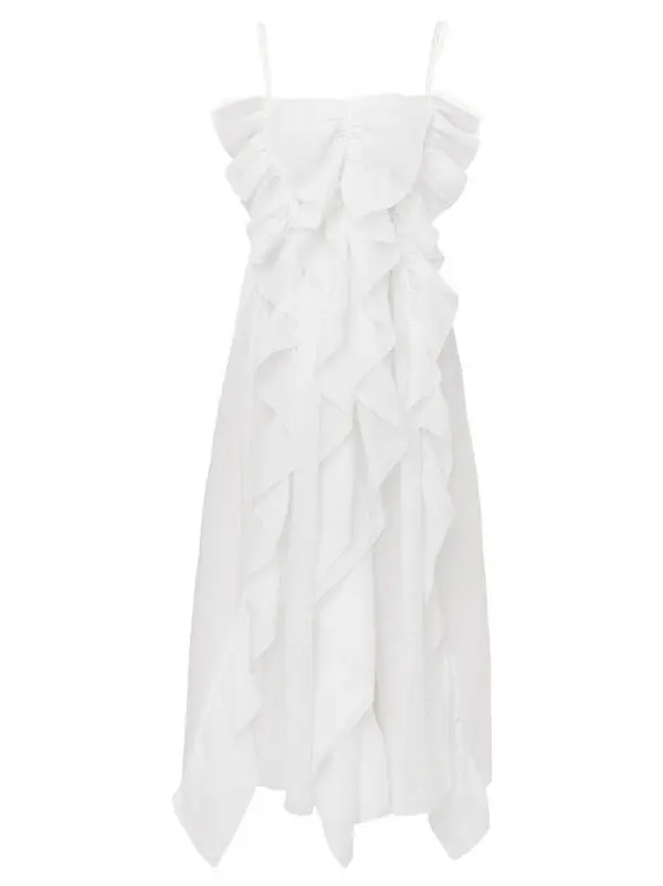Chloé Ruffled Voile Midi Dress - White