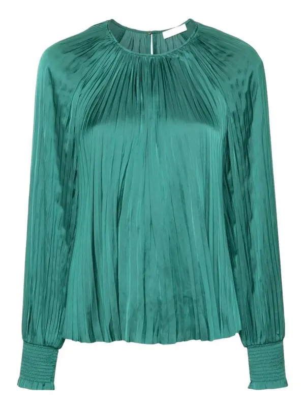 Ulla Johnson Pleated Satin Blouse - Blue