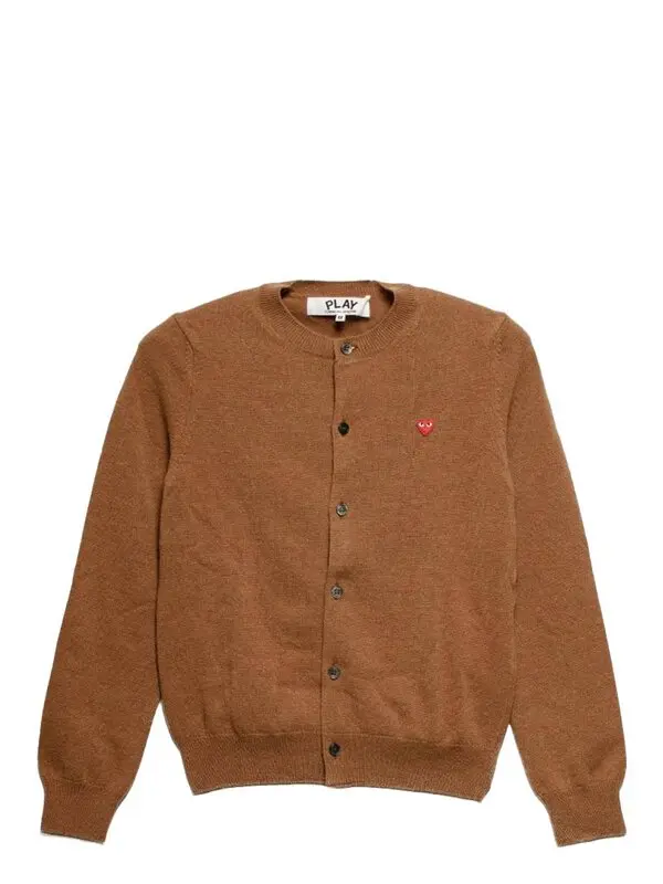 Play Comme Des Garcon Heart-shaped Collage Cardigan - Brown