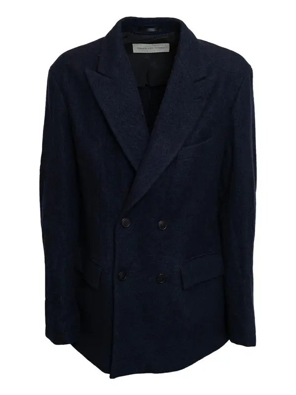 Dries Van Noten Double Breasted Long Sleeved Coat - Navy