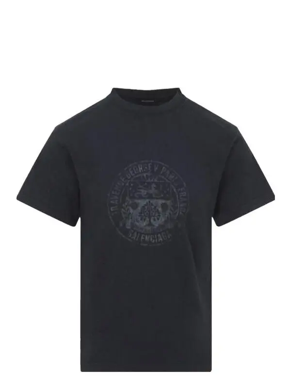 Balenciaga Logo Printed Crewneck T-shirt - Black