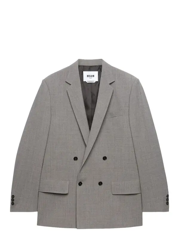 MSGM Double Breasted Tailored Blazer - Grey