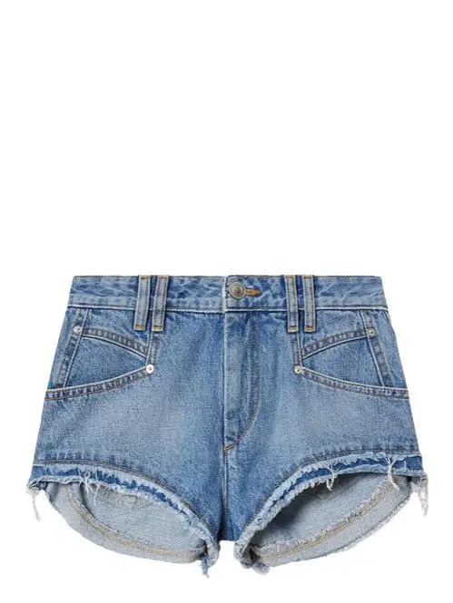 Isabel Marant Étoile Eneidala Denim Shorts With Tassel Trim - Blue