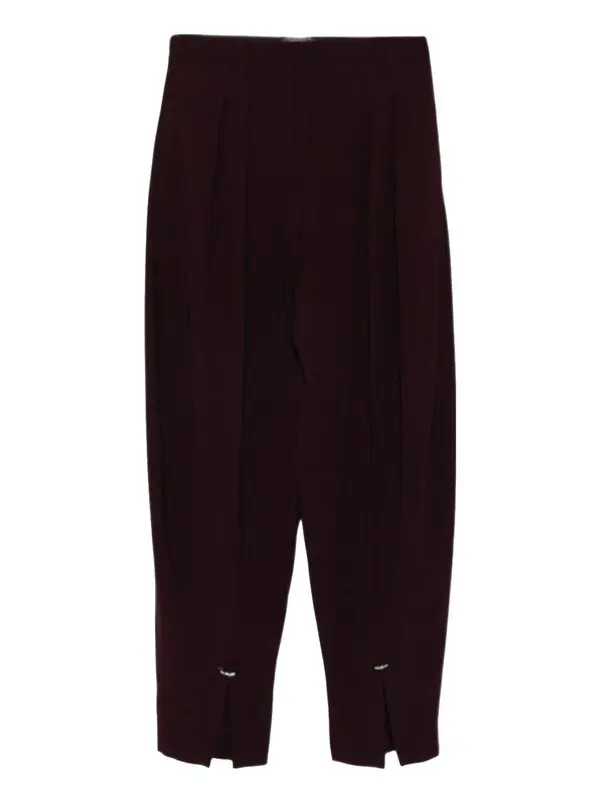 MUGLER Pleated Trousers With Ruffle Split Hem - Black