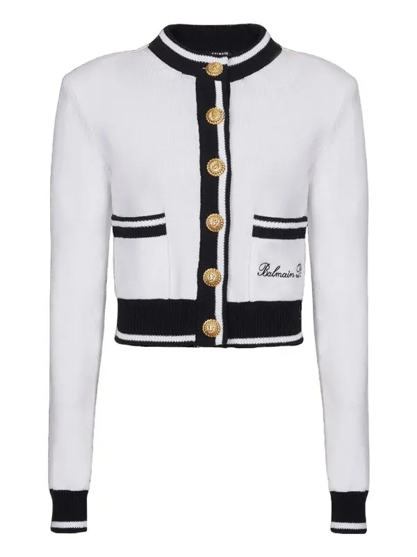 Balmain Signature Knit Cardigan - White