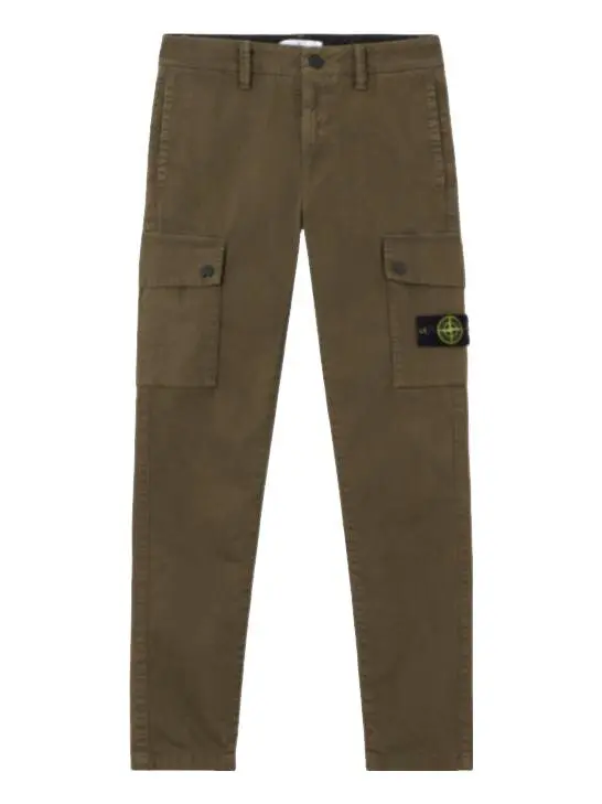 Stone Island Cargo Trousers With Snap-fastened Flap - Military Green