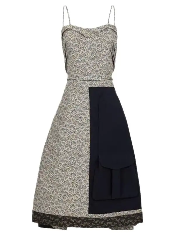 MAISON MARGIELA Floral-embroidered A-line Dress - Black