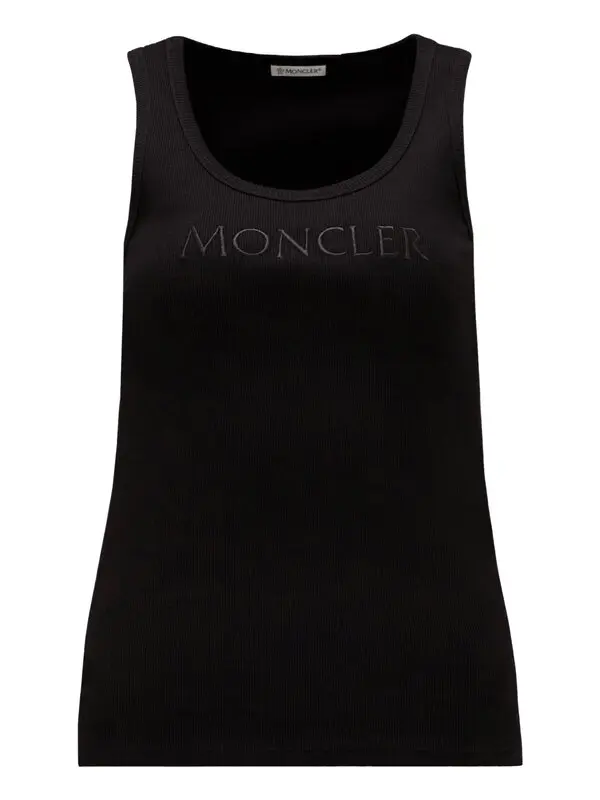 Moncler Logo Embroidered Ribbed Tank Top - Black