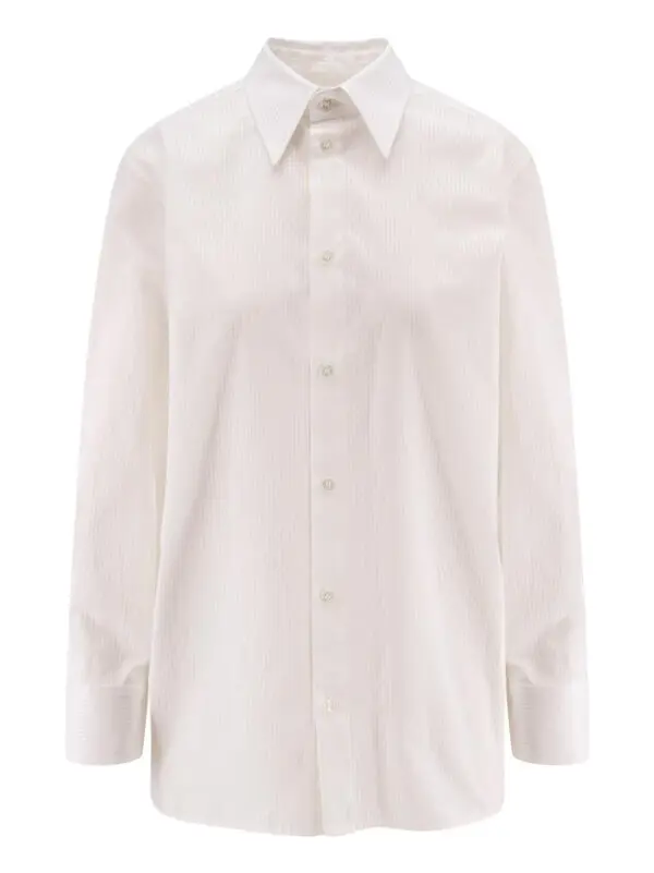 Saint Laurent Striped Button-up Shirt With Lapel Collar - Off-white