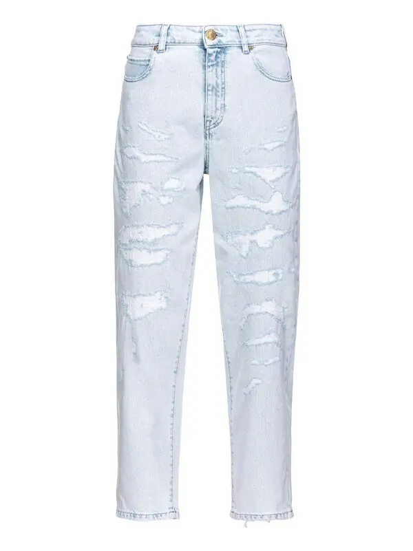 Pinko Logo-patch Distressed Jeans - White