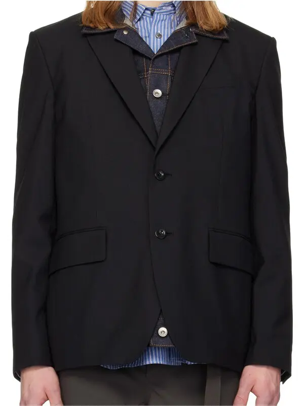 Sacai Single-breasted Layered Blazer - Black