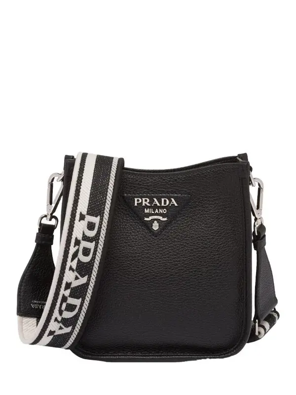Prada Textured Leather Mini Shoulder Bag - Black