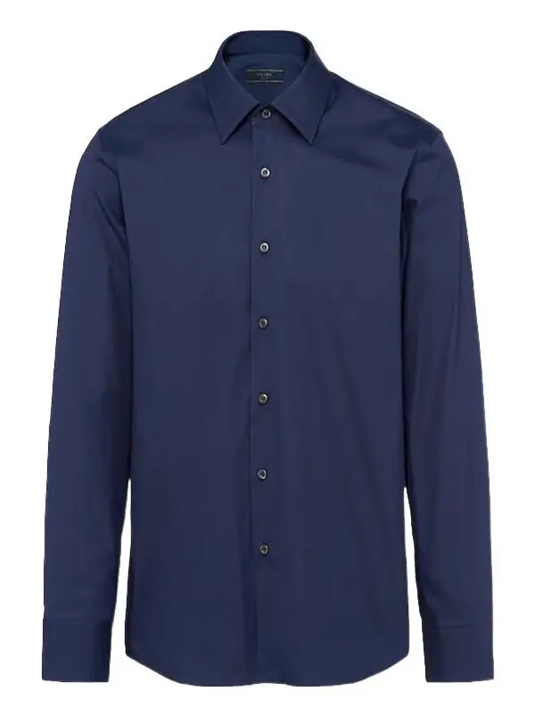 Prada Long-sleeved Poplin Shirt - Blue