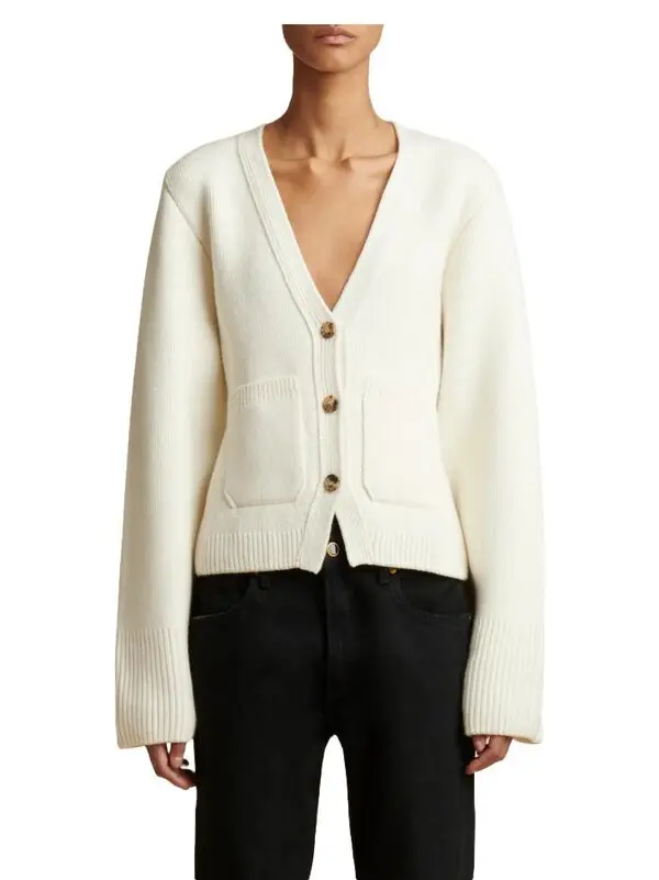 Khaite V-neck Cashmere Cardigan - White