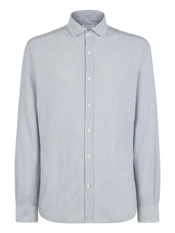 Brunello Cucinelli Striped Button-up Shirt - Gray