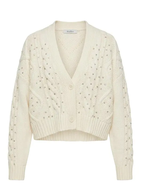 Max Mara Embellished Ribbed Knit Cardigan - No