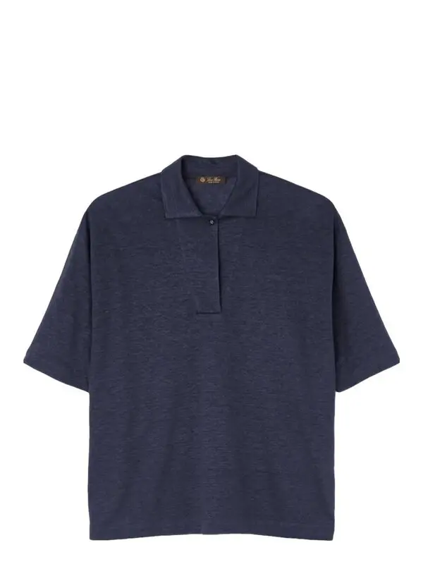 Loro Piana Pure Linen Relaxed Fit Polo Shirt - Navy Blue