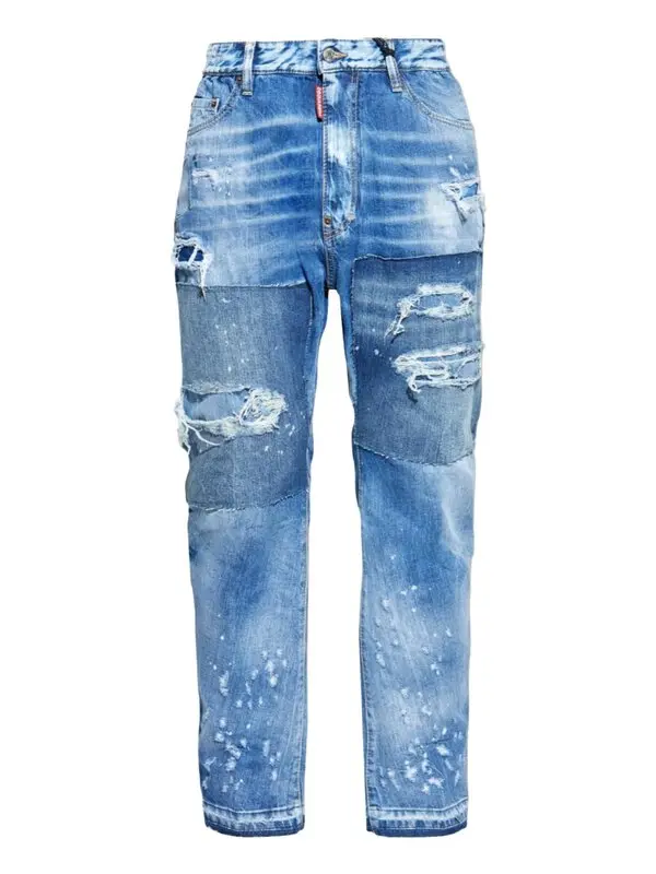 Dsquared2 Distressed Straight-leg Jeans - Blue