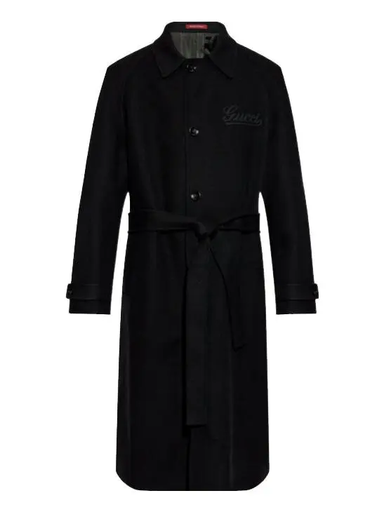 Gucci Collared Button-up Coat - Black