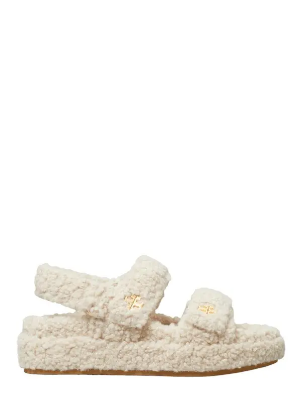 Tory Burch Kira Faux-shearling Sandals - Taupe