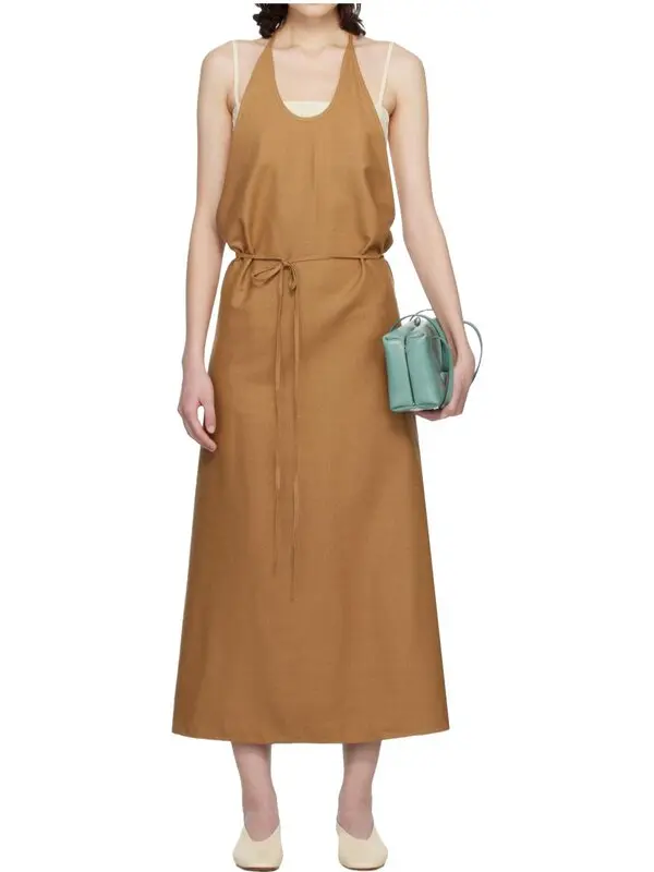 BASERANGE Apron Midi Dress - Bath Brown
