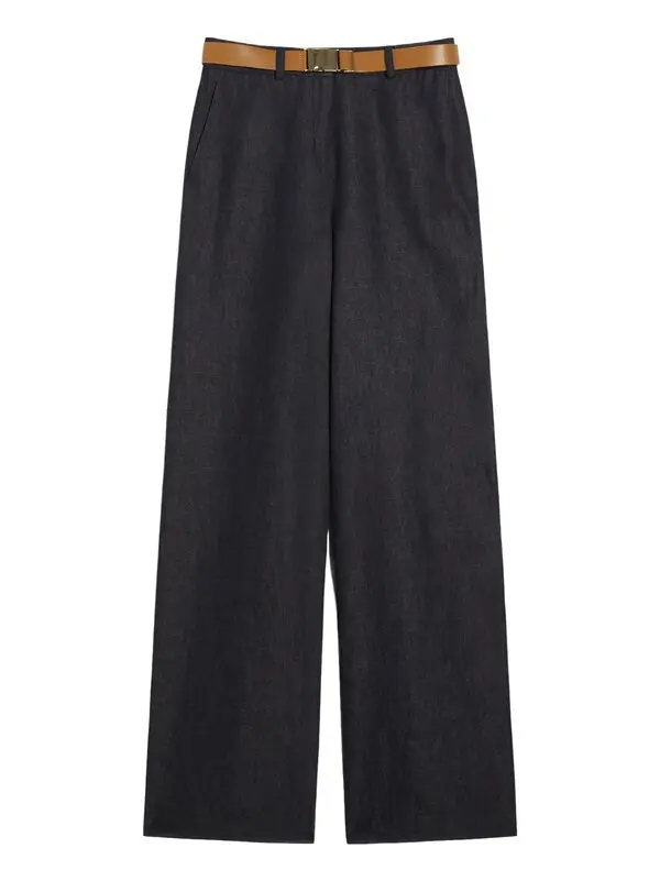 Max Mara Murge Belted Wide Leg Trousers - Blue